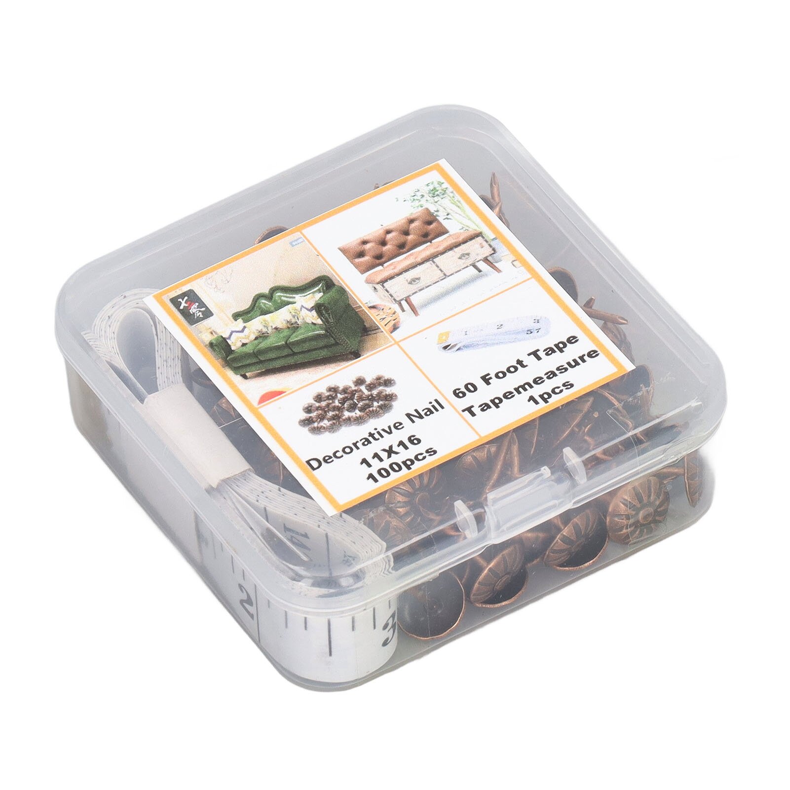 100 шт. мебельные гвозди из углеродистой стали, декоративные шпильки для ногтей для дома с тканевой линейкой и подлокотником медного цвета