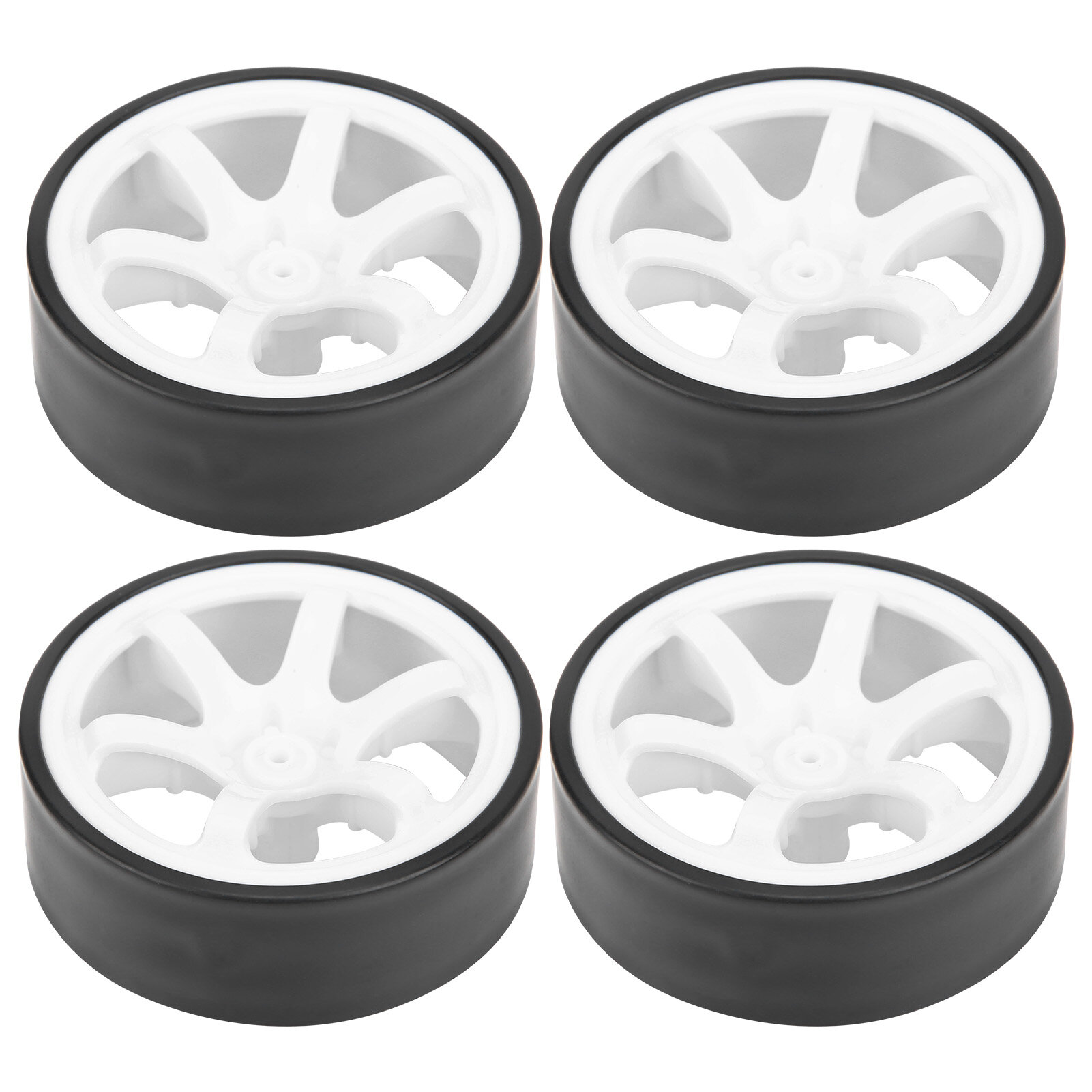 4pcs RC 6 Spoke Пластиковые колесные диски с резиновыми шинами для 1/10 RC Drift Car на дороге Drifting Car (белый)