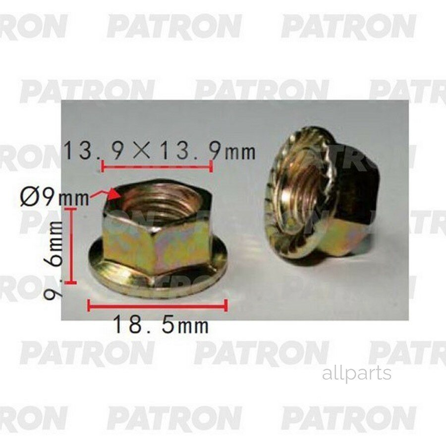 PATRON P37-2235 Гайка металлическая Honda Применяемость: Гайка приемной трубы M10x1.25 медная