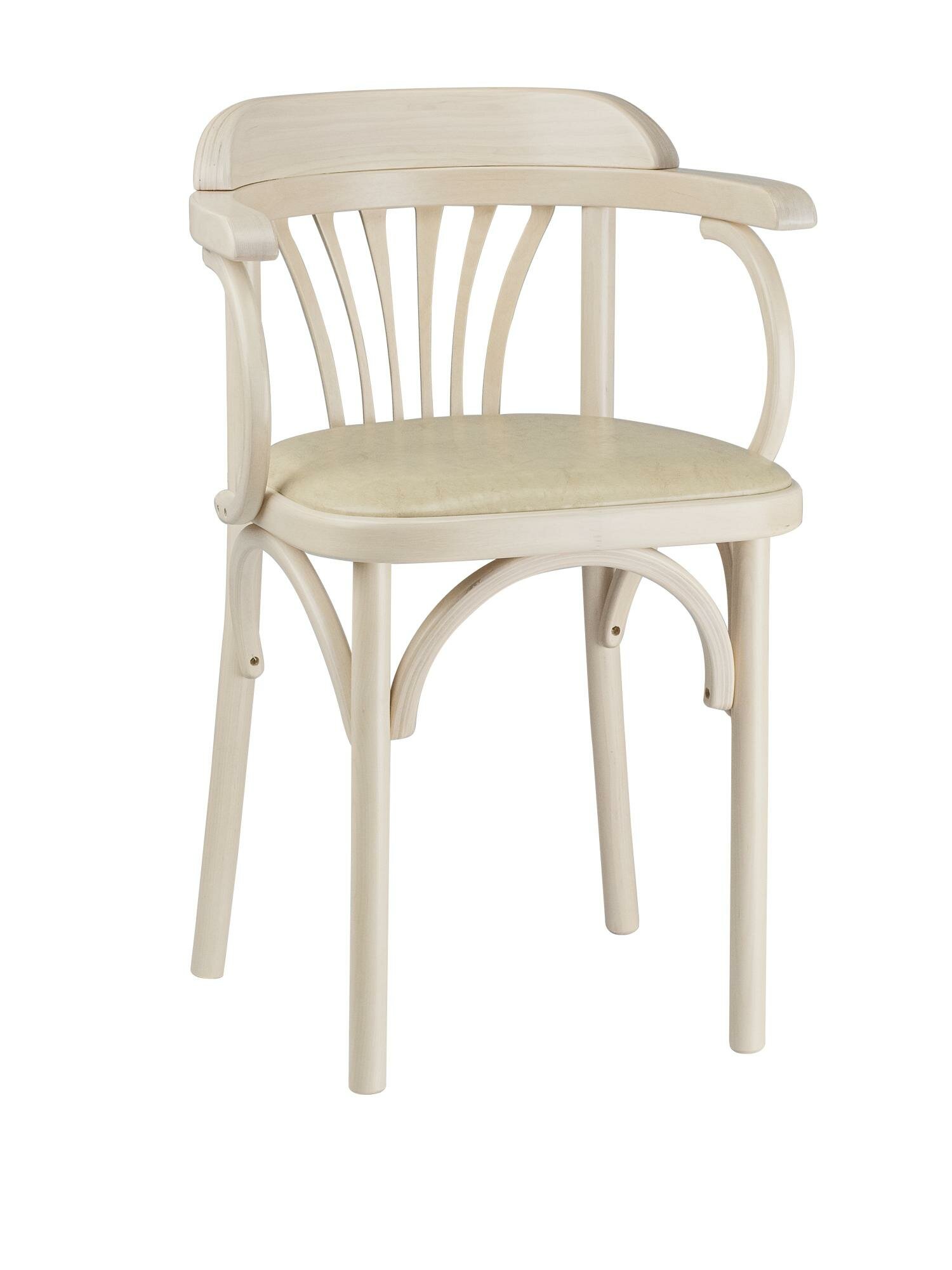 Деревянный стул Венский беленый дуб с мягким сиденьем из экокожи