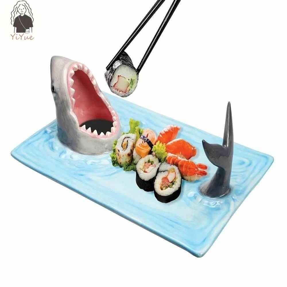 Керамическая тарелка для суши в виде акулы с ручной росписью стильный сервировочный набор для праздников и тематических вечеринок
