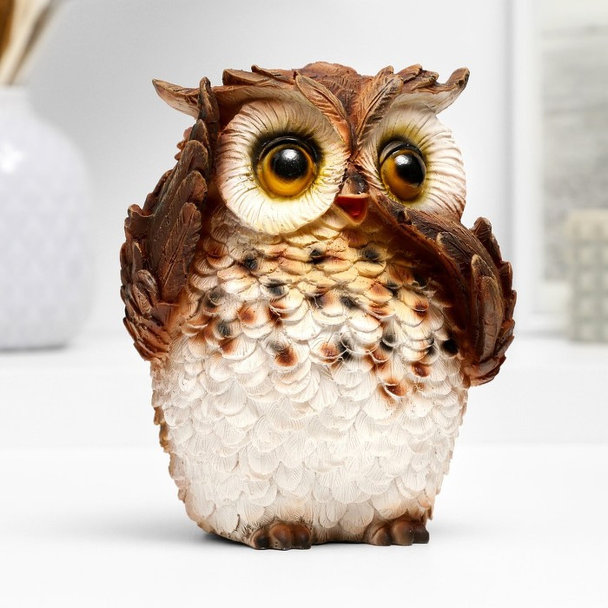 Копилка Хорошие сувениры «Сова», полистоун, коричневая, 11x10.5x15 см