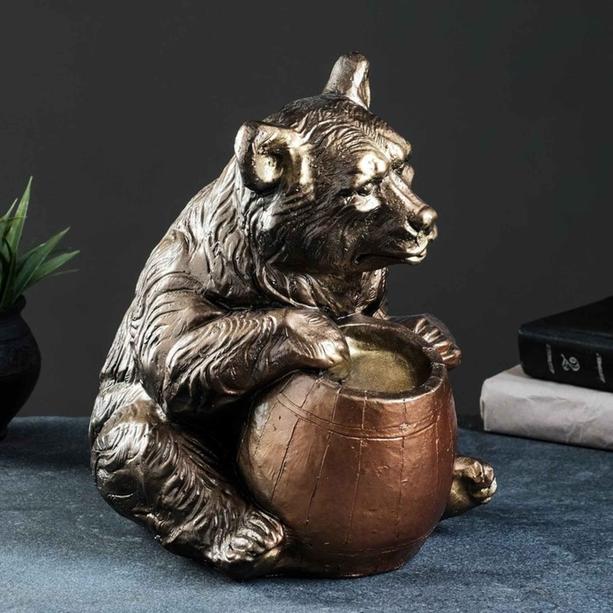 Копилка Хорошие сувениры "Медведь с бочонком", гипс, 27x24x28 см