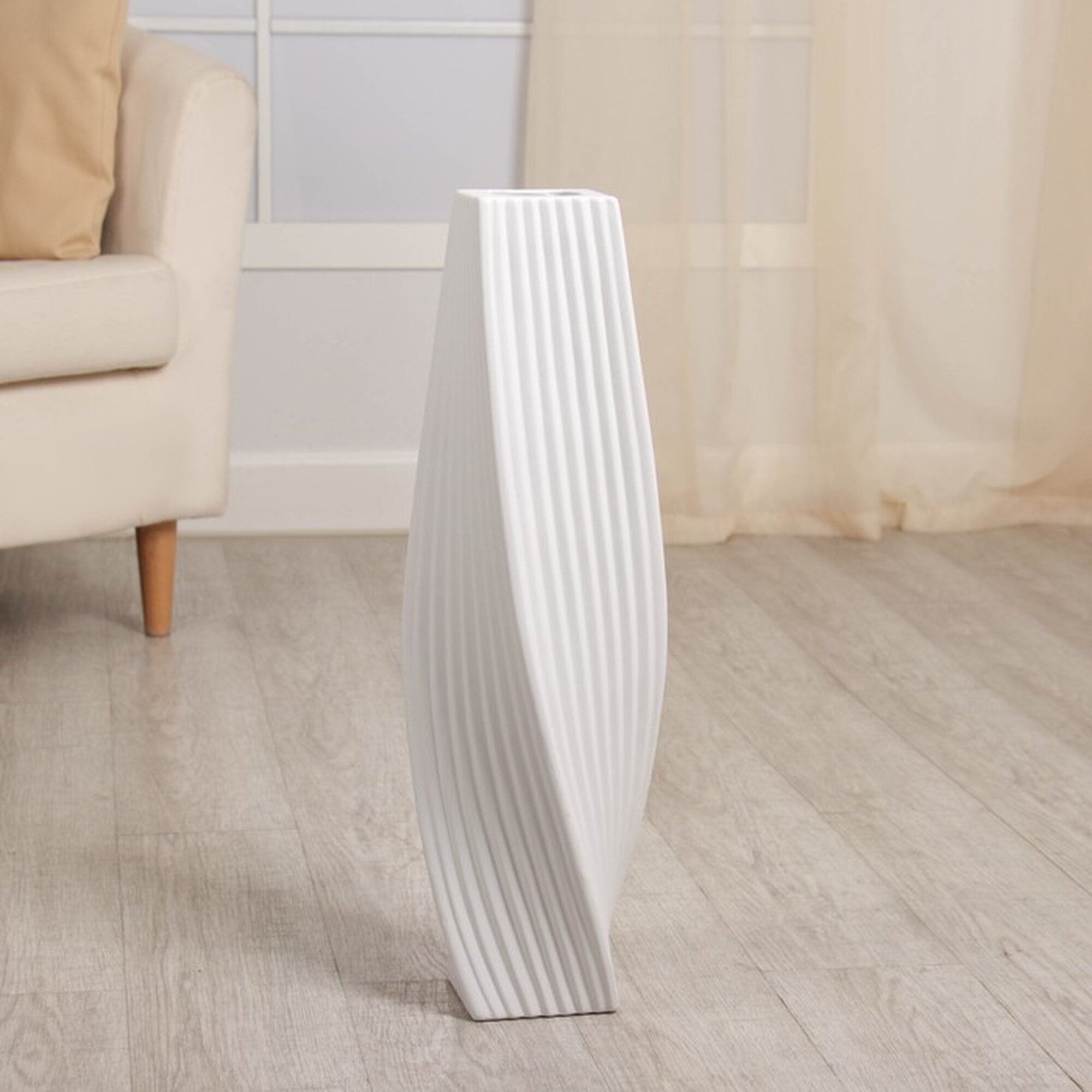 Ваза Сима-ленд «Теренс», напольная, керамическая, 58 см, белая