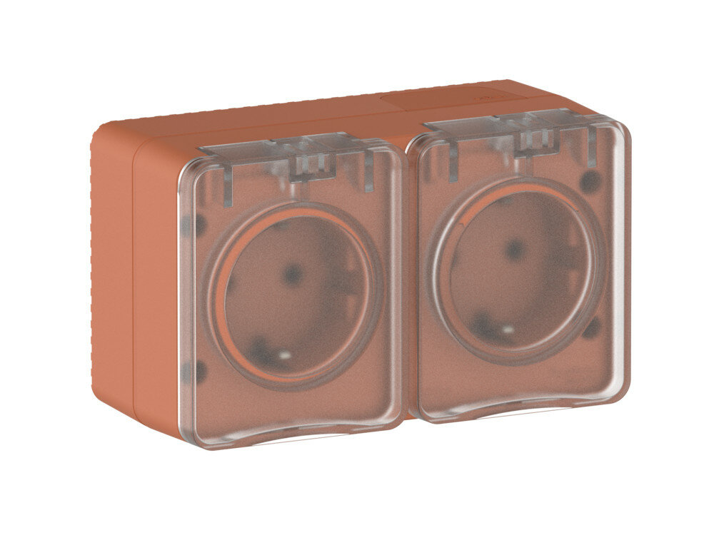 Systeme Electric AtlasDesign Profi54 накладнойТерракотовый Розетка двойная с заземлением со шторками 16А, ATN547026