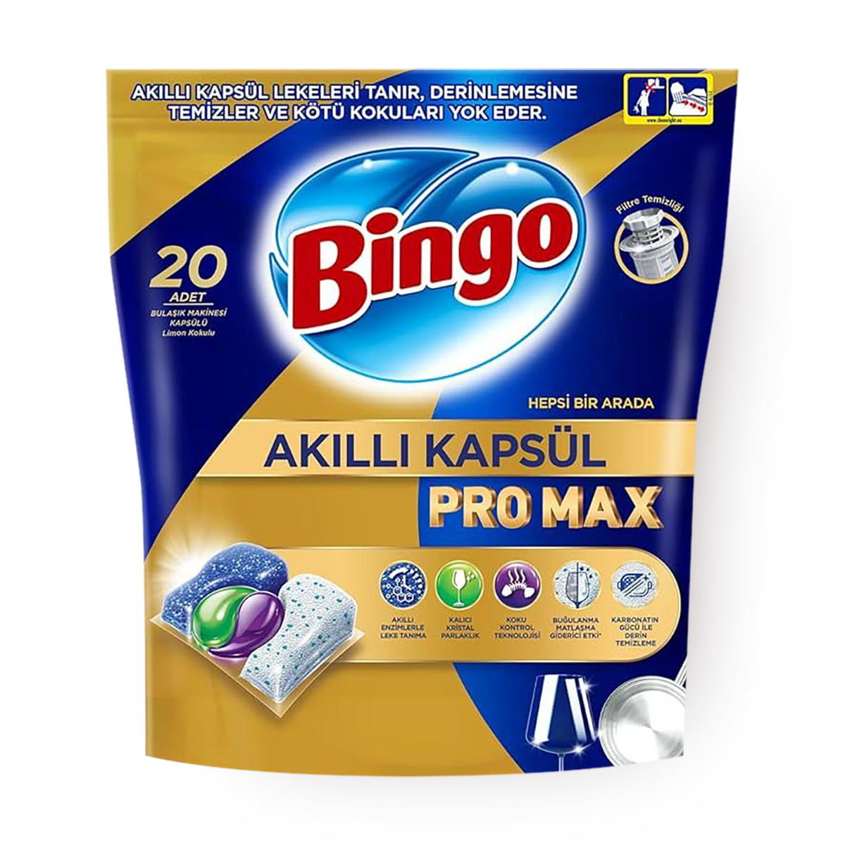 Капсулы для посудомоечной машины Бинго Pro Max, 20 шт в пакете