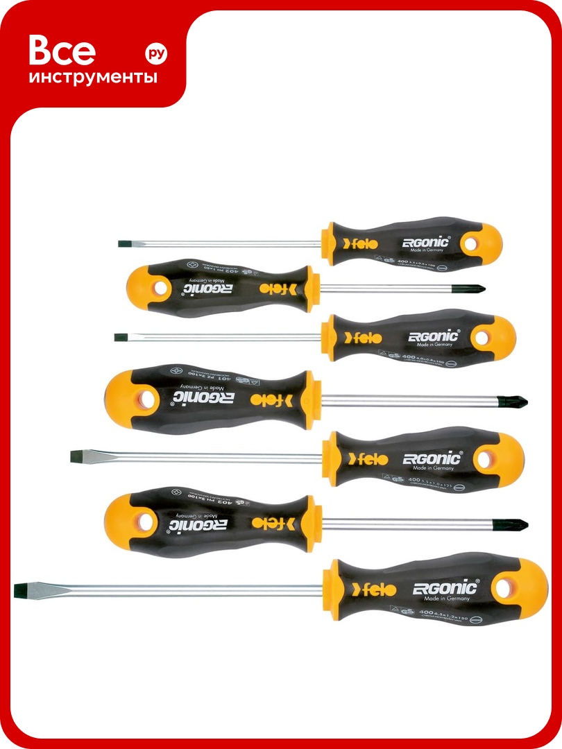 Набор отверток 7 шт Felo Ergonic 40097118 двухкомпонентная формула