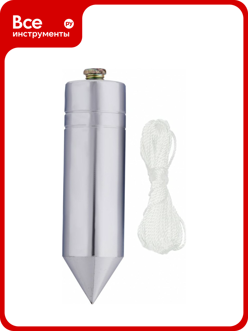 Цилиндрический отвес (500 г, шнур 5 м) MATRIX 84892, с хромовым покрытием