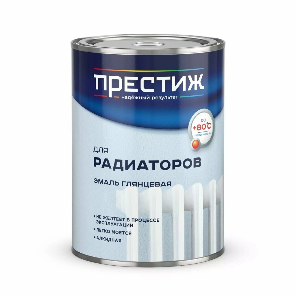 Эмаль Престиж "Стандарт", для радиаторов, алкидная, глянцевая, белая, 0,9 кг