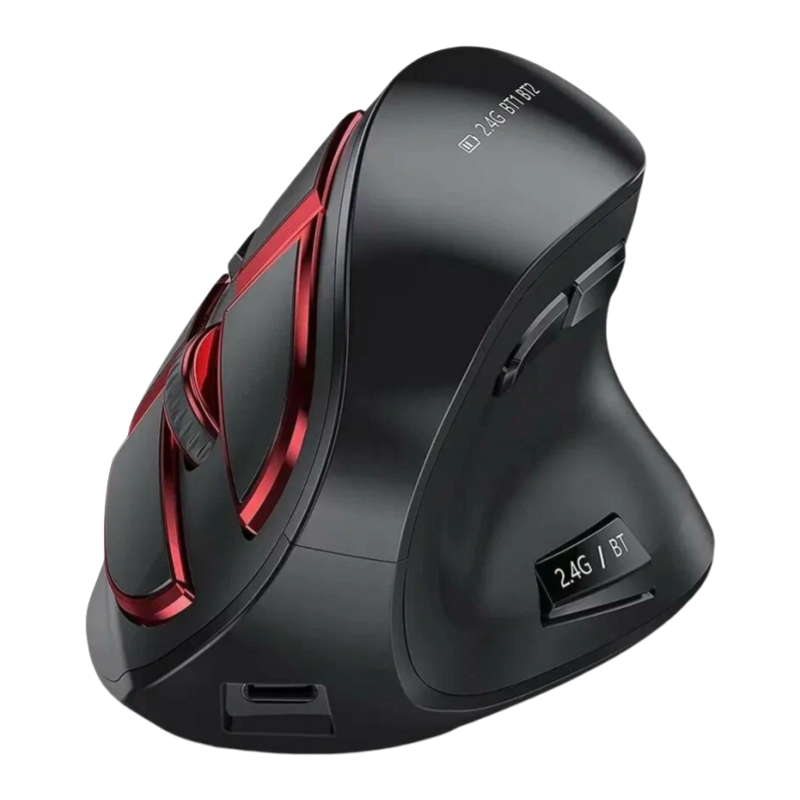 Игровая мышь JOMAA, беспроводная вертикальная мышь, 2400DPI, красный черный.