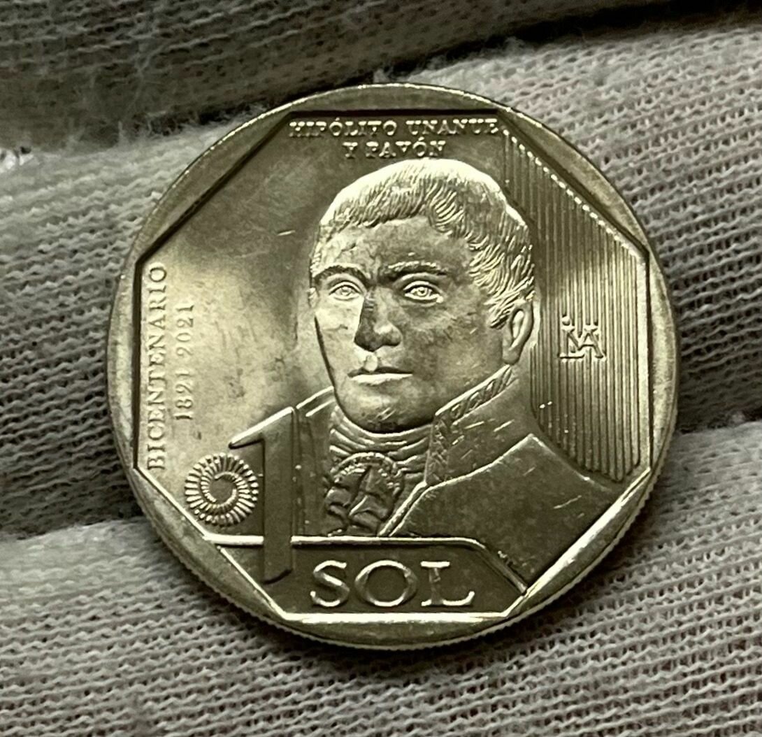 Перу 1 соль 2021 года Иполито Унануэ Павон UNC