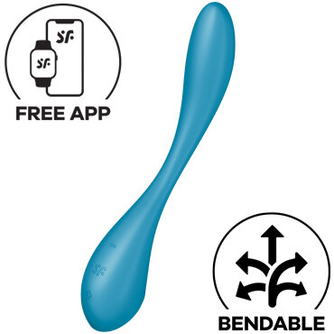 Satisfyer G-Spot Flex 5 Connect App, голубой Стимулятор точки G с фиксацией изгиба и управлением через приложение