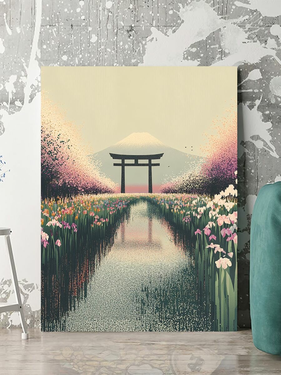 Картина на холсте - "Японский стиль, пейзаж", 40х60 см.