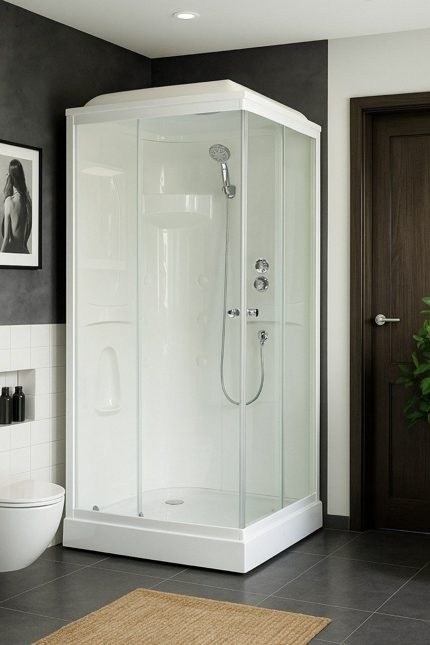 Душевая кабина 90x90x217 закаленное стекло 4мм квадратная низкий усиленный поддон