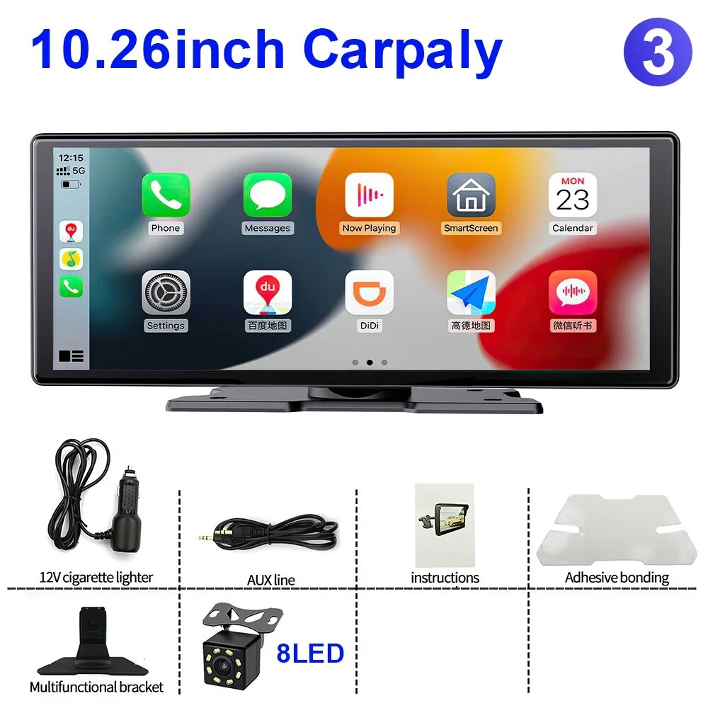 Беспроводной мультимедийный экран Carplay, Android Auto, автомобильное радио для BMW Benz Toyota Volkswagen Hyundai Kia Renault Honda lada PX10 Carplay-8LED