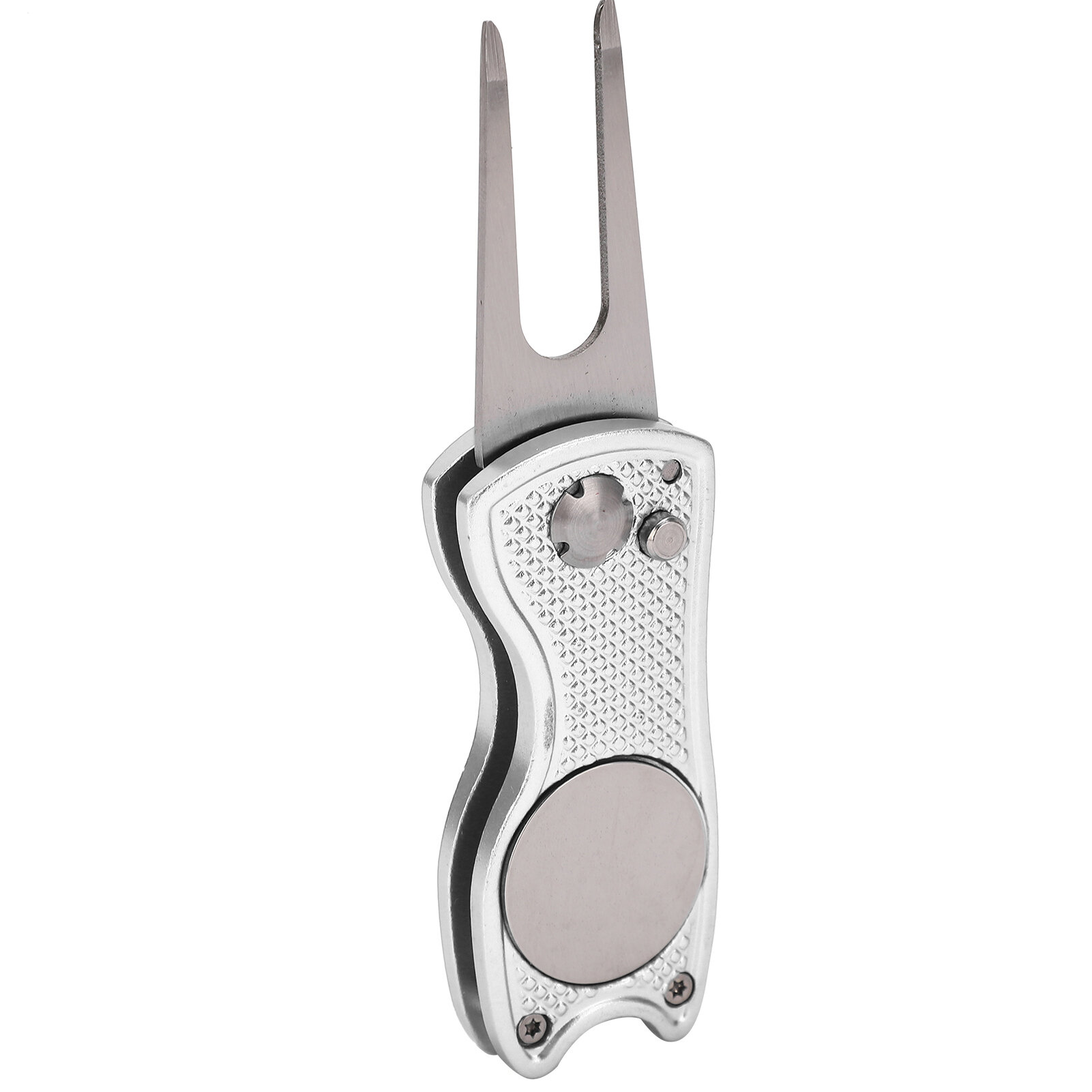 Вилка для гольфа из нержавеющей стали, металлическая складная вилка для гольфа, инструмент для ремонта зеленой вилки, серебро