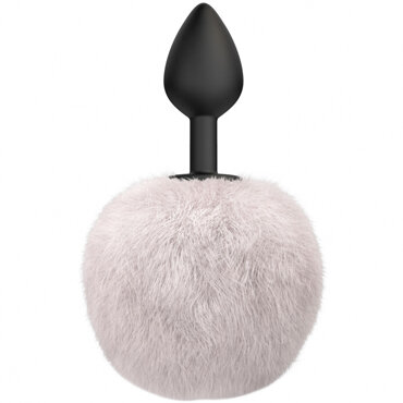 57309 Lola Games Emotions Fluffy, черный/белый. Анальная пробка с кроличьим хвостом