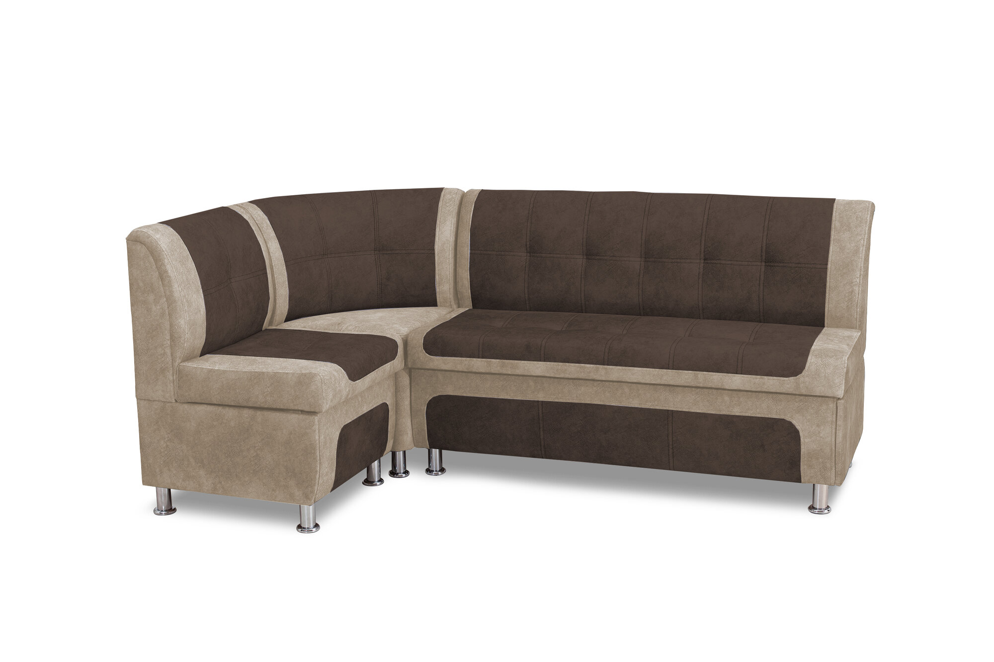 Кухонный уголок, кухонный диван, Линия Стиля "Трапеза-2", угловой, с ящиками, велюр, коричневый, бежевый