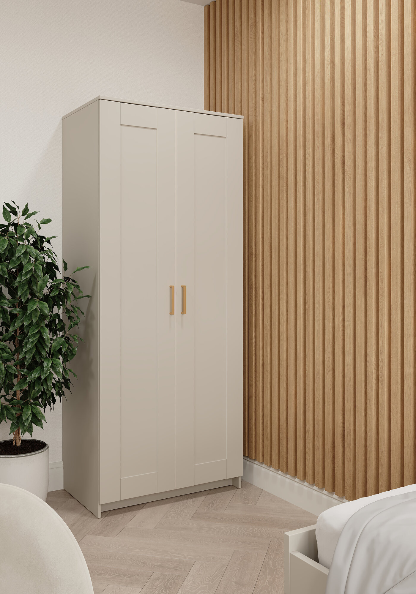 Шкаф двустворчатый распашной нави (кашемир), 2 двери, бежевый