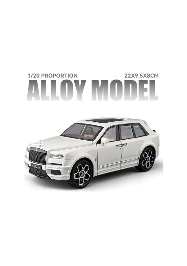 Модель автомобиля класса люкс Rolls Royce SUV Cullinan Mansory Alloy, литая под давлением, белого цвета, масштаб 1/20
