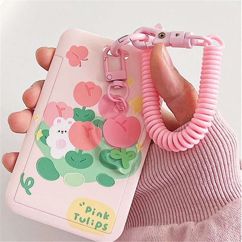 Розовый держатель для бейджа с ремешком Pink Tulips