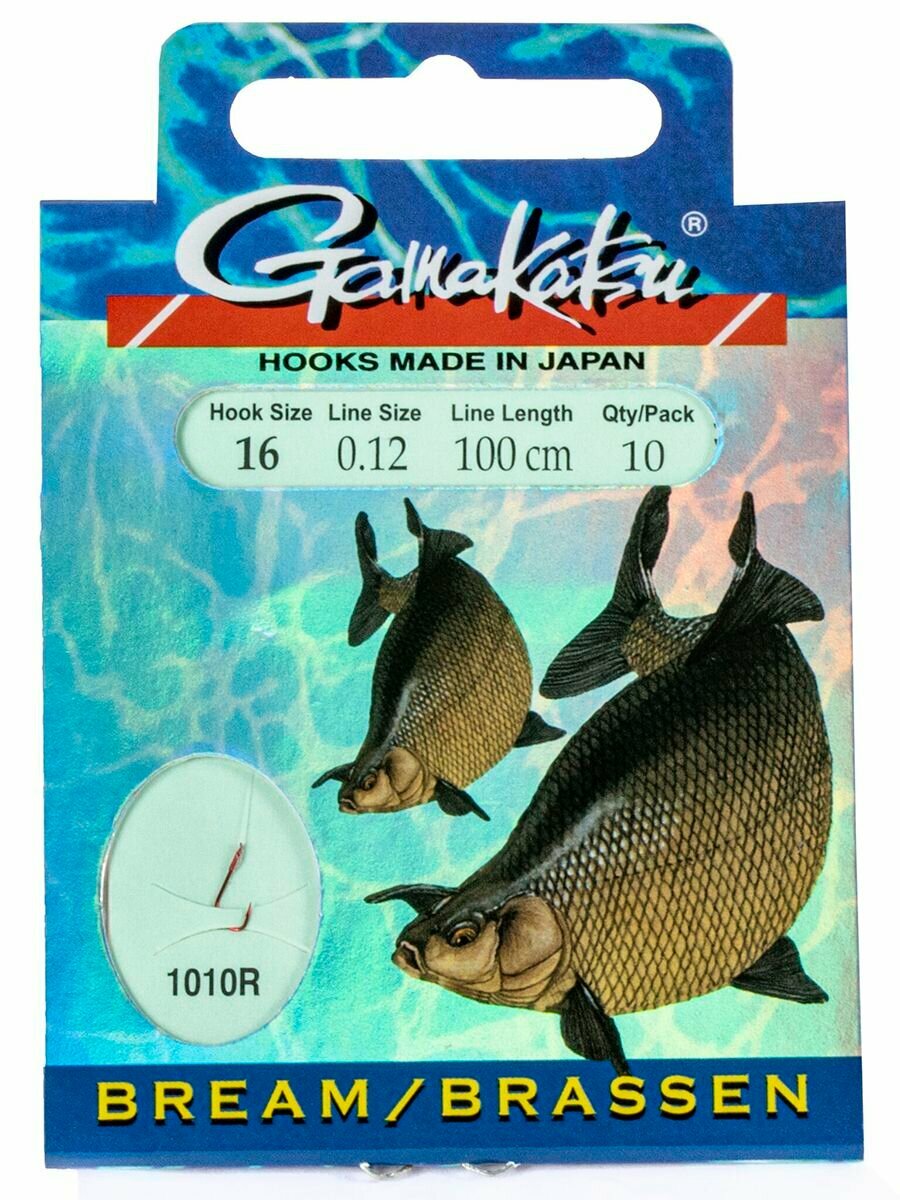 Крючки с поводком Gamakatsu Booklet BREAM 1010R размер 16/0, 12мм 100см (упк.10шт.)