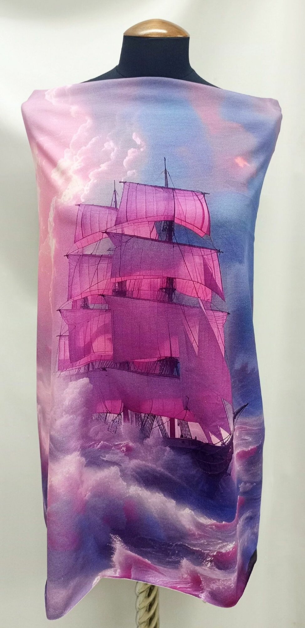 Трикотаж кулирка с лайкрой купон "Алые паруса", ткань для шитья, 75*180