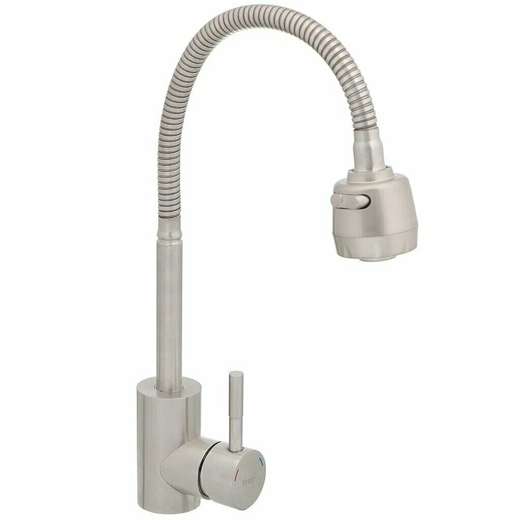 Смеситель для кухни Frap F44899-1, гибкий излив, нержавеющая сталь