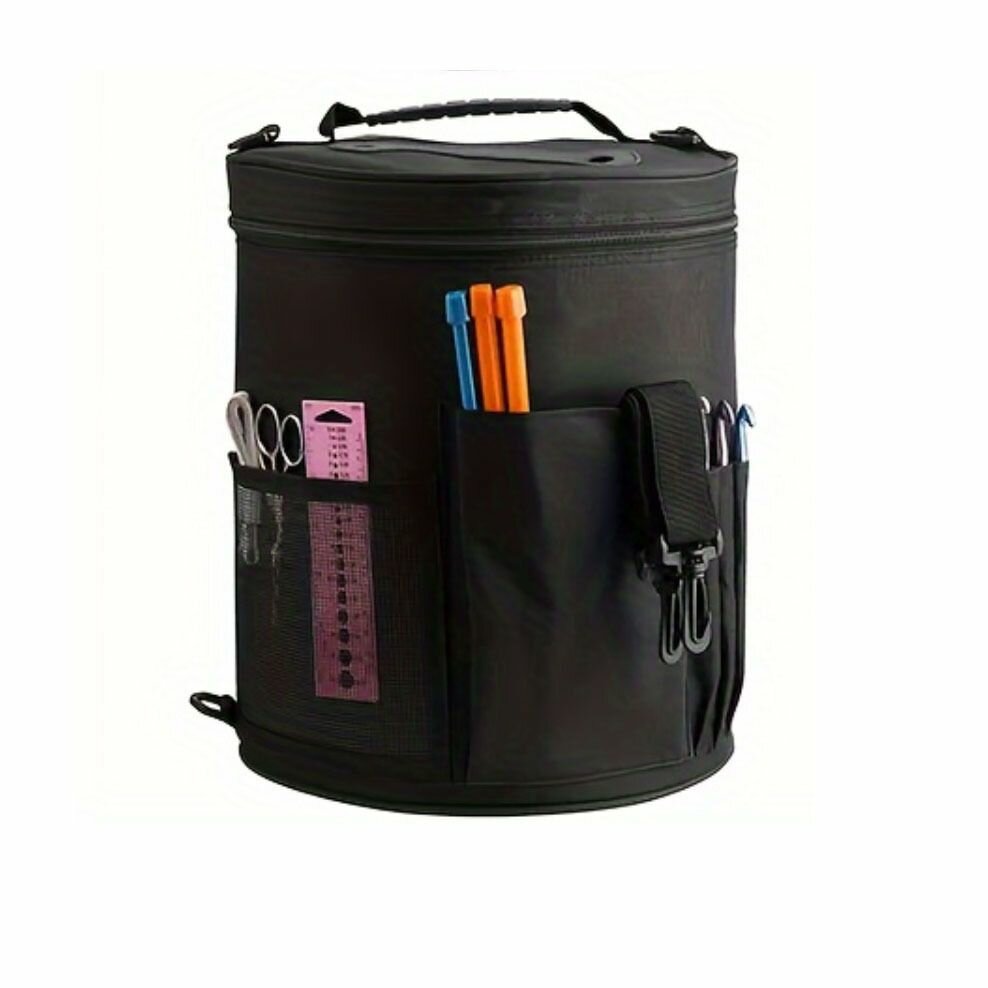 Сумка-органайзер "Клубочница", для вязания и аксессуаров, чёрная, Оксфорд, 319 г