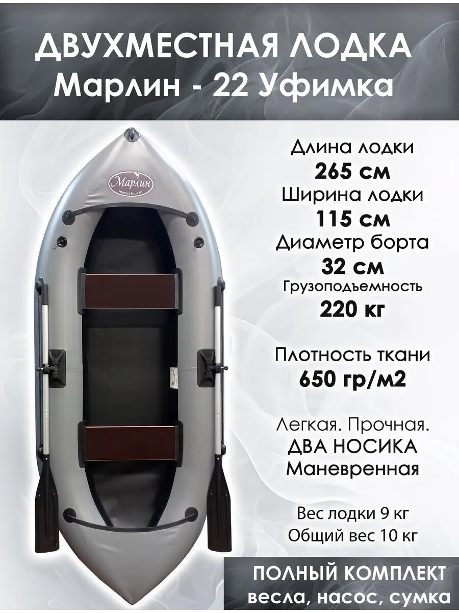 Лодка надувная гребная двухместная уфимка