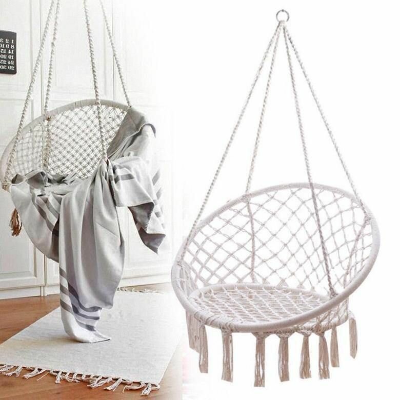 Подвесное кресло-качели плетеное без подушки - гамак 120*80см