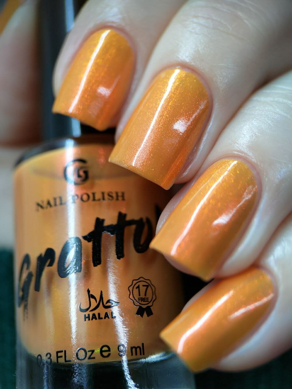Лак для ногтей без лампы с блестками - Grattol Color Nail Amber Sunset, 9 мл