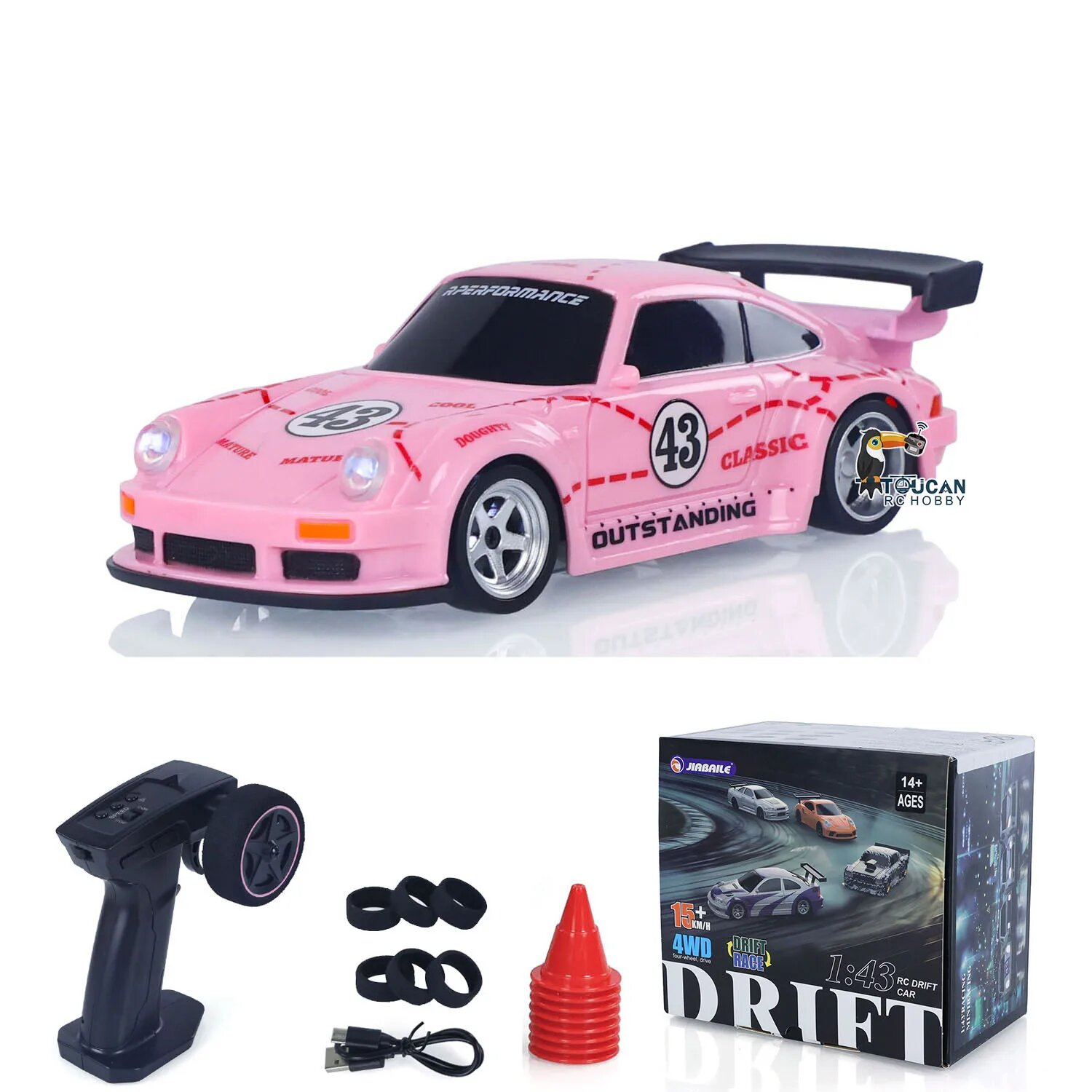 Розовый RC автомобиль TOUCAN 1/43 Drift 4WD