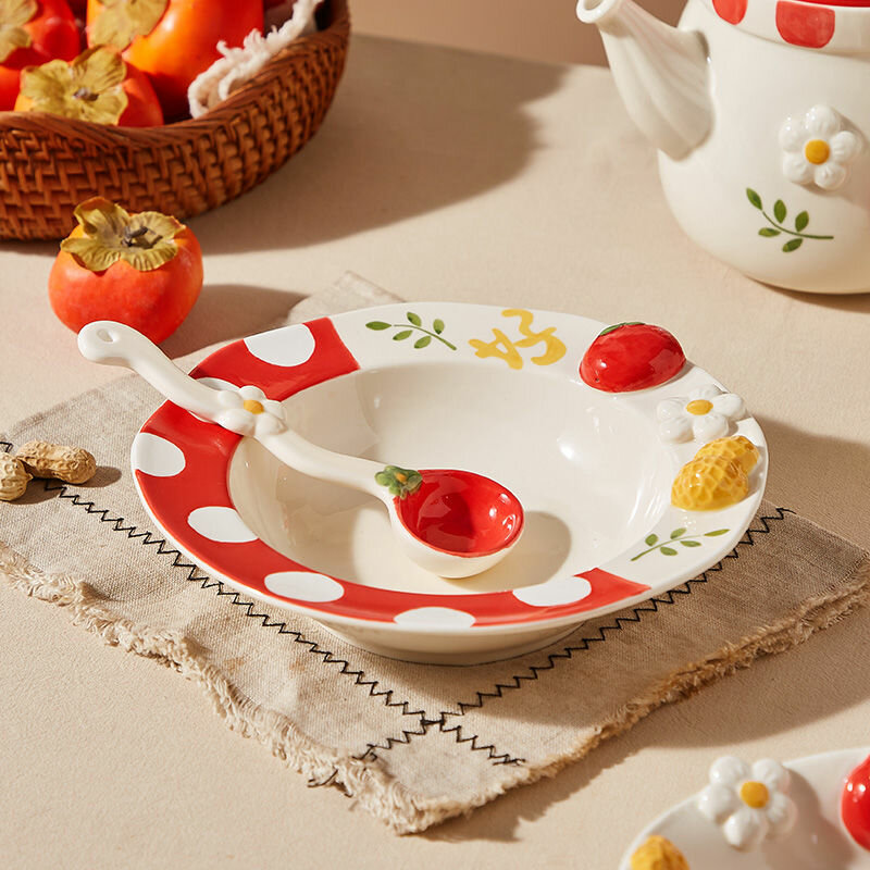 Объемная декоративная керамическая посуда для фруктов и овощей，диск，20*4.5CM