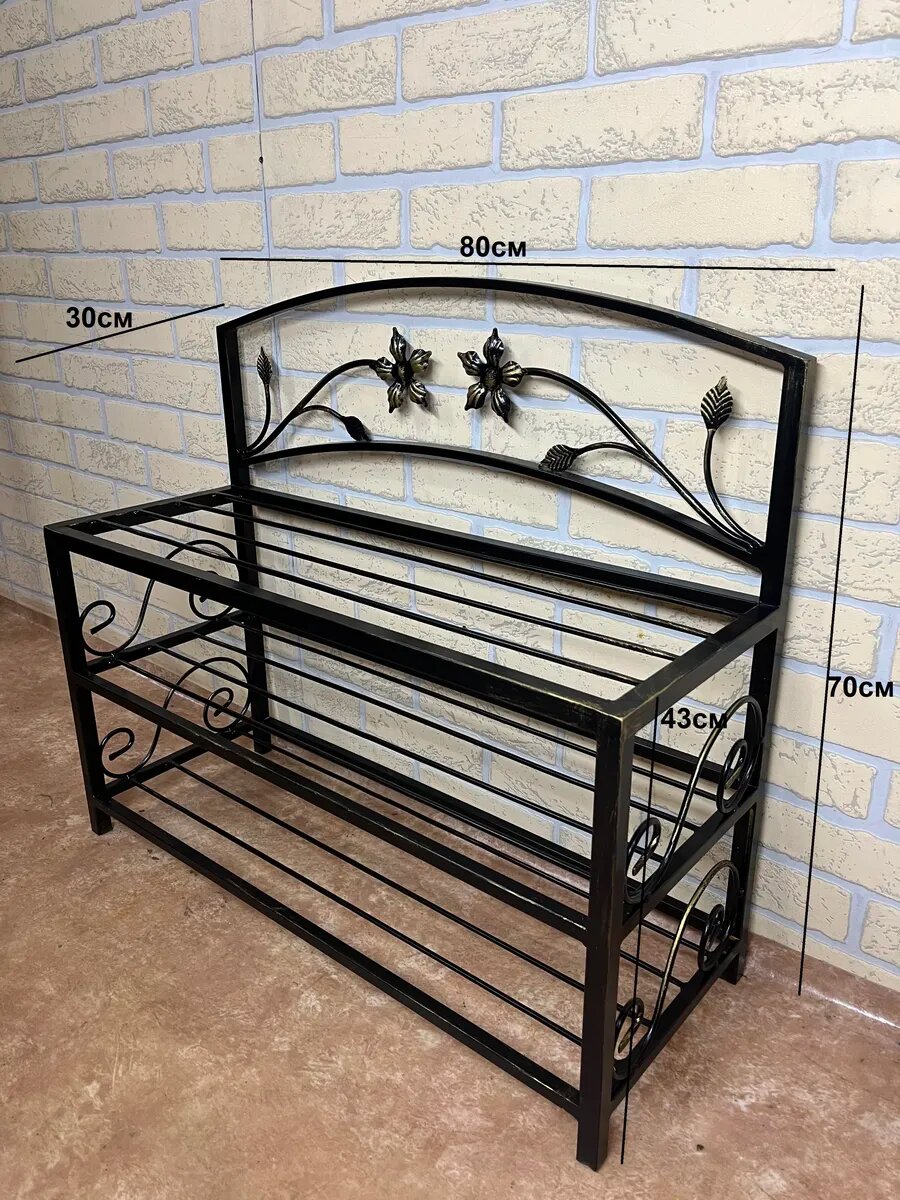 Обувница для прихожей, Студия кованой мебели Нива, цвет патина/бронзовый