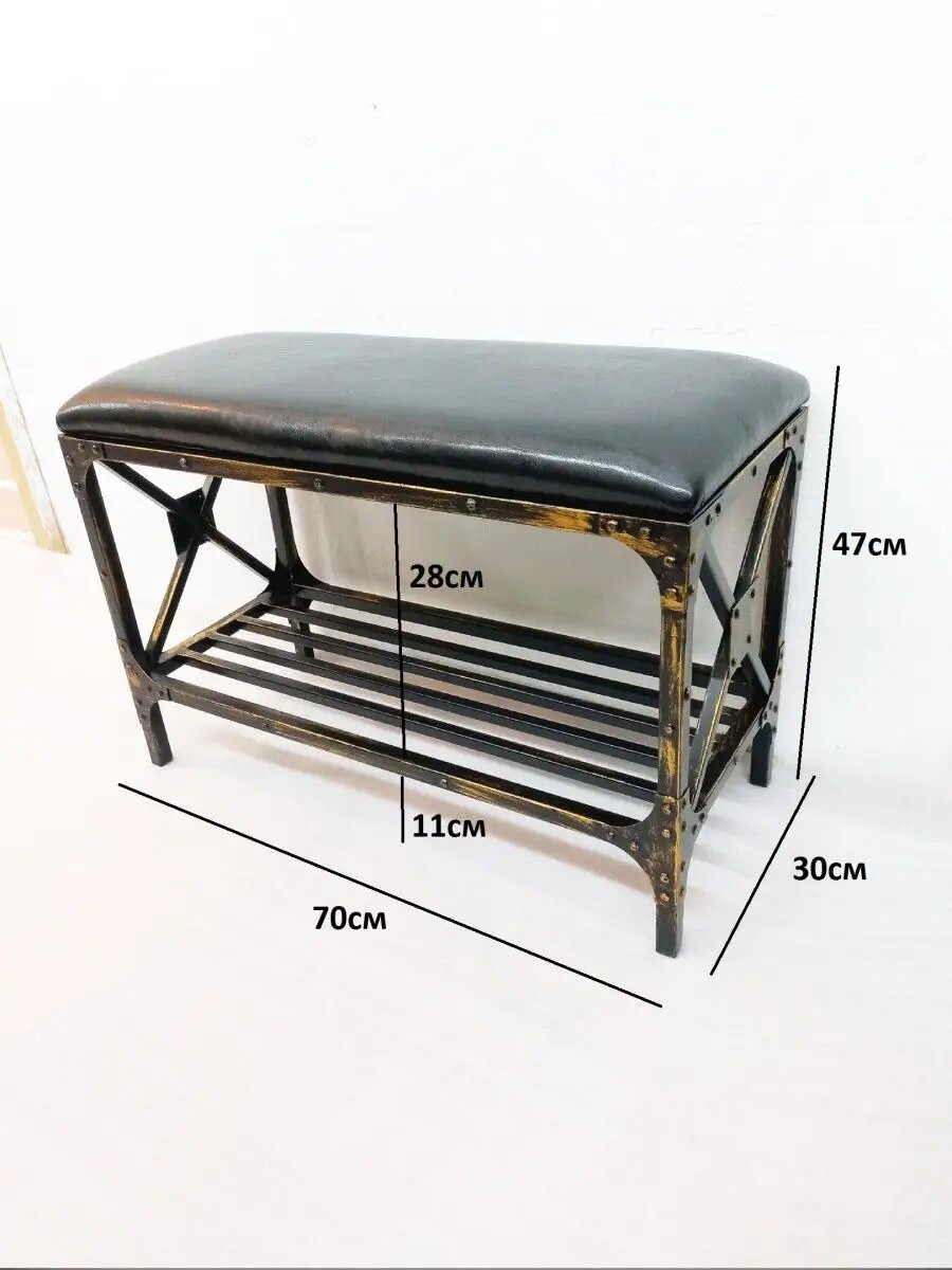 Кованая банкетка №01, Студия кованой мебели Нива, цвет античная бронза