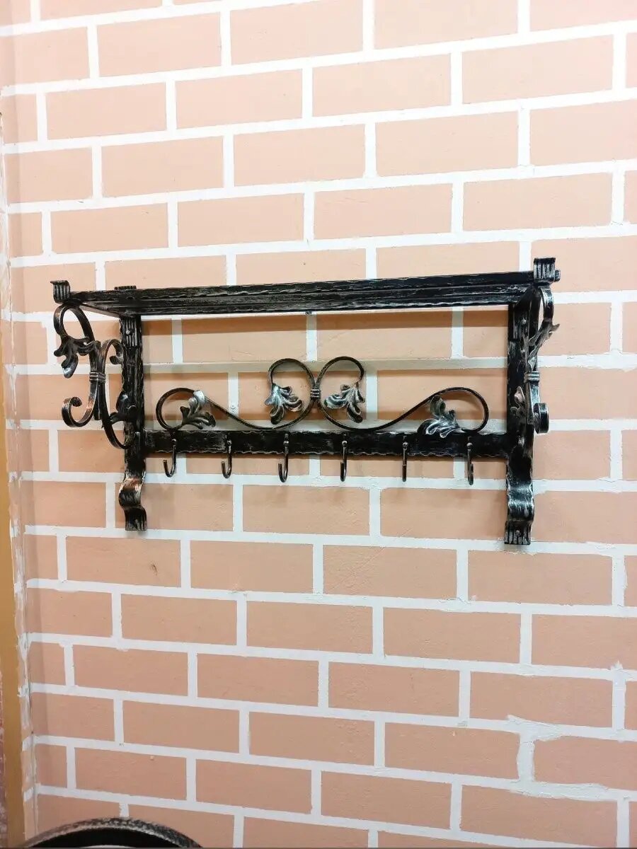 Вешалка настенная, кованая, Студия кованой мебели Нива, цвет атласное серебро