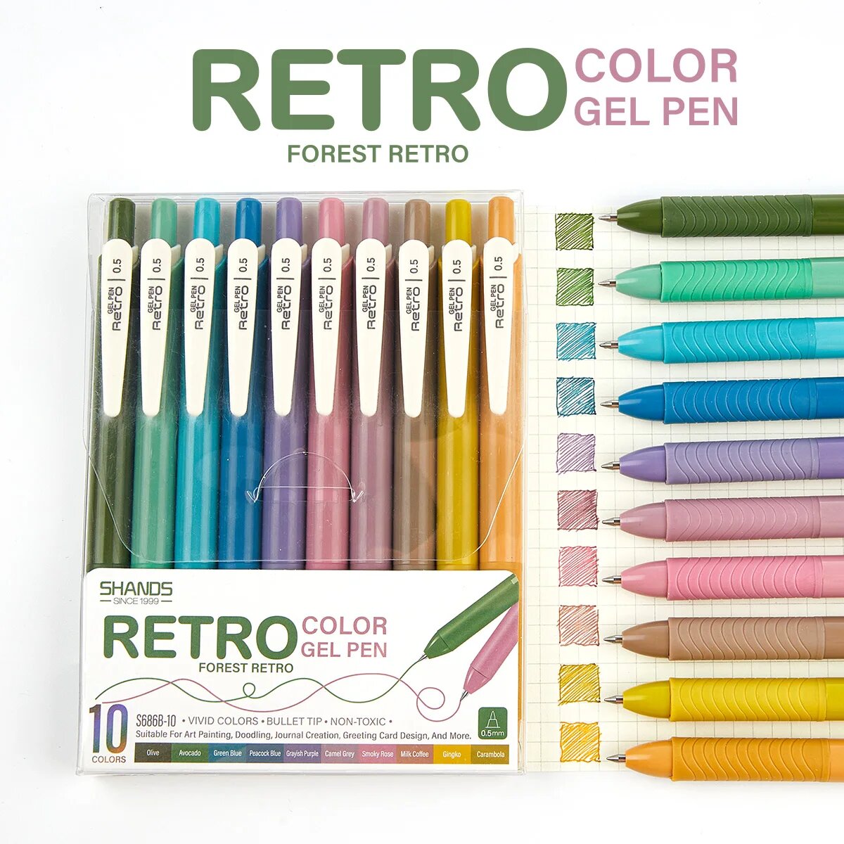 Shands гелевые ручки RETRO-B, 0,5 мм, assorted colors