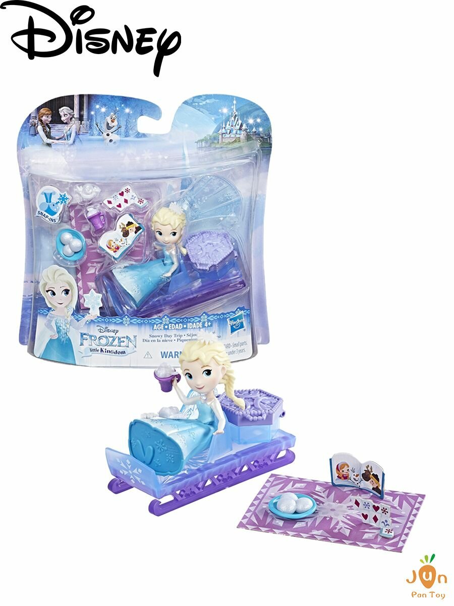 Hasbro Disney Frozen Little Kingdom Snow Day Trip Elsa / детские игрушки Дисней с Фигурка и аксессуарами Эльза, подходящие для детей от 4 лет и старше