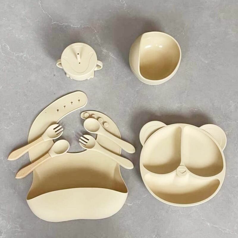 8-предметный набор силиконовой детской посуды, тарелка с присоской, детская присоска, для фруктов и пищевых добавок младенцев