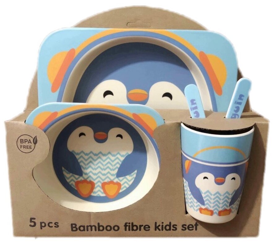 Набор детской посуды из бамбука MyPads M153-721 небьющаяся подарок на рождение ребенка на 1 годик 5 6 7 месяцев
