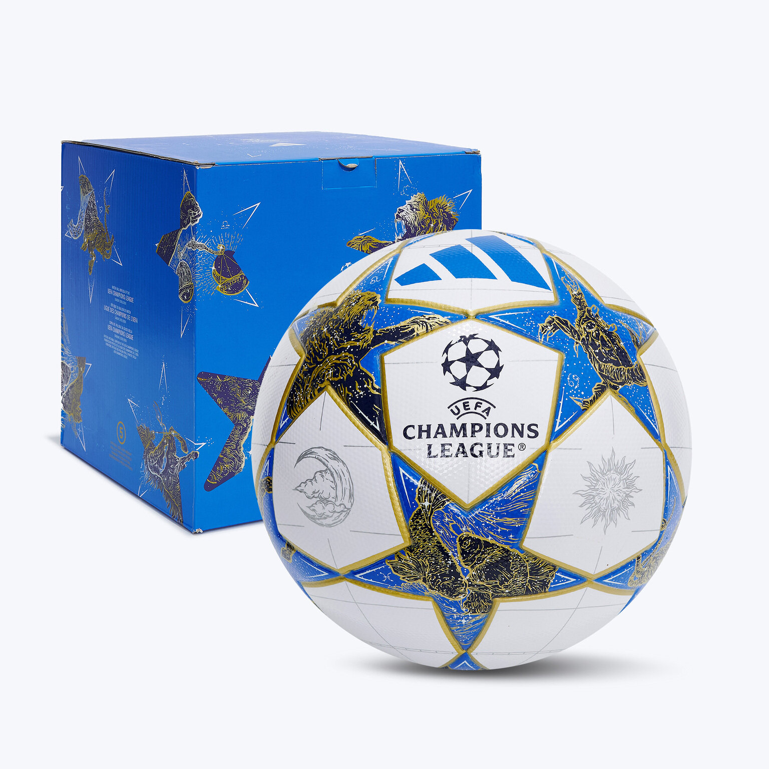 Футбольный мяч Adidas Champions League Box JP1548, размер 5, Белый - Голубой