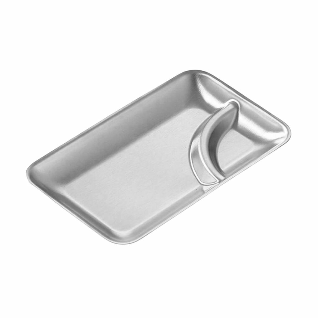 Посуда, Креативная металлическая закусочная тарелка из нержавеющей стали - серебристая - две наклонные ячейки B