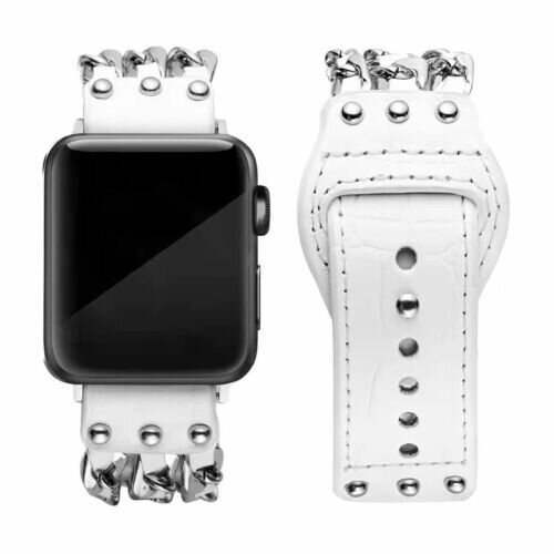Кожаный металлический ремешок для часов iWatch Ultra Series SE 8 7 6 5 4 3 2 1, белый,42mm,44mm,45mm,49mm