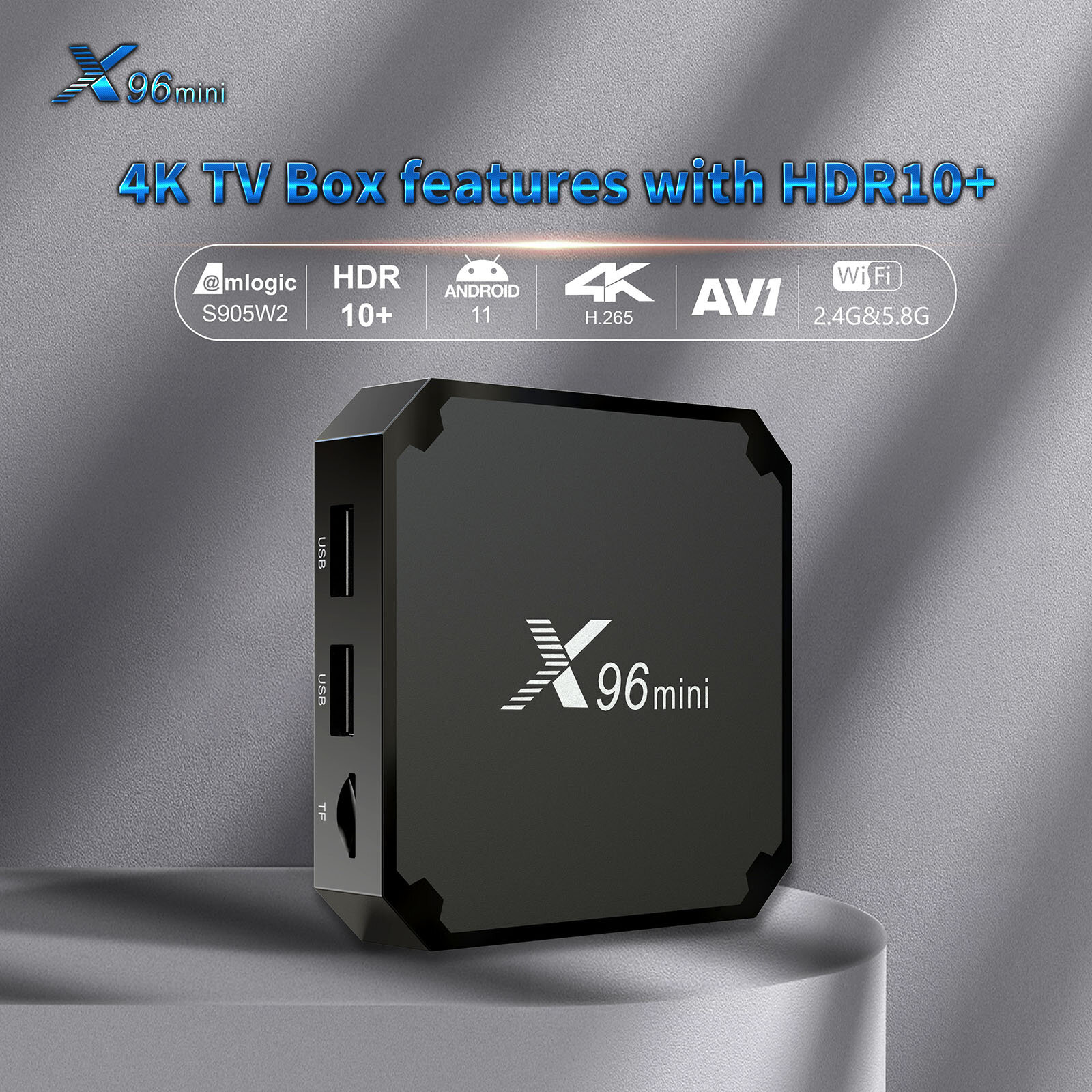 X96mini ТВ-приставка на Android 11.0, Amlogic S905W2, медиаплеер с поддержкой UHD 4K, двухдиапазонный Wi-Fi (2.4 ГГц/5 ГГц), декодирование AV1, VP9, H.265, в комплекте с пультом дистанционного управле