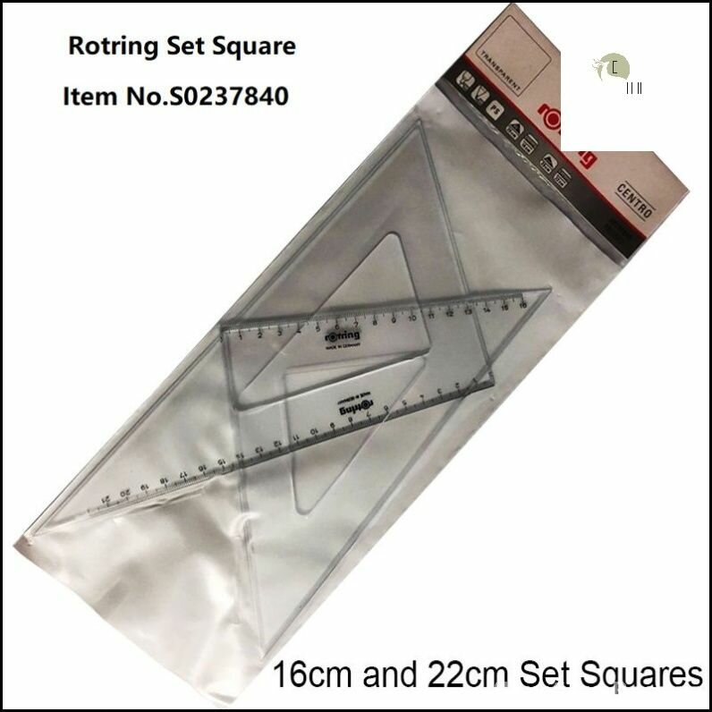 Набор инструментов для рисования rotring transparent Set Квадратная треугольная линейка, 2 шт./компл.