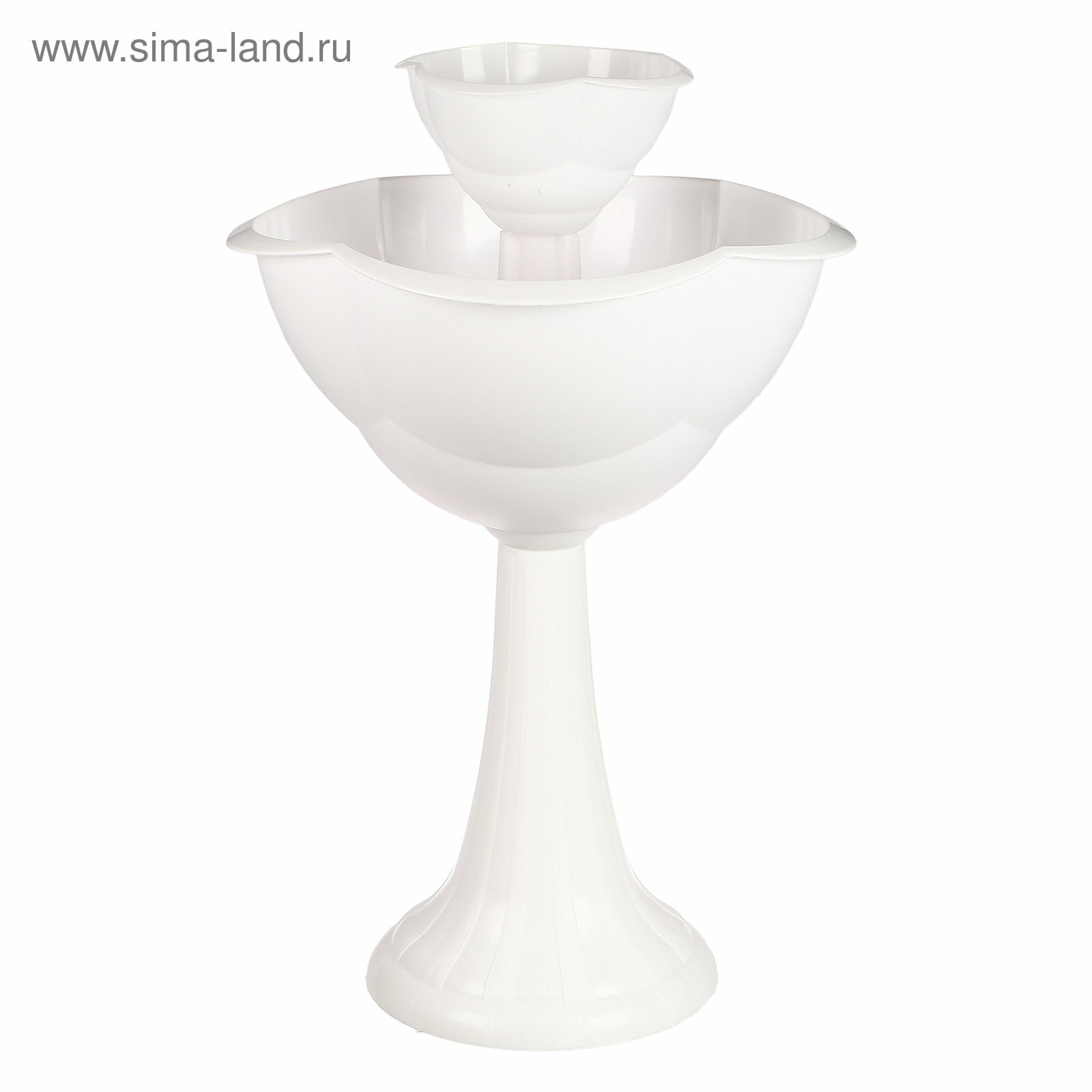 Клумба пластиковая, 2 яруса, d=25–55 см, высота бортика 87 см, на высокой ножке, белая
