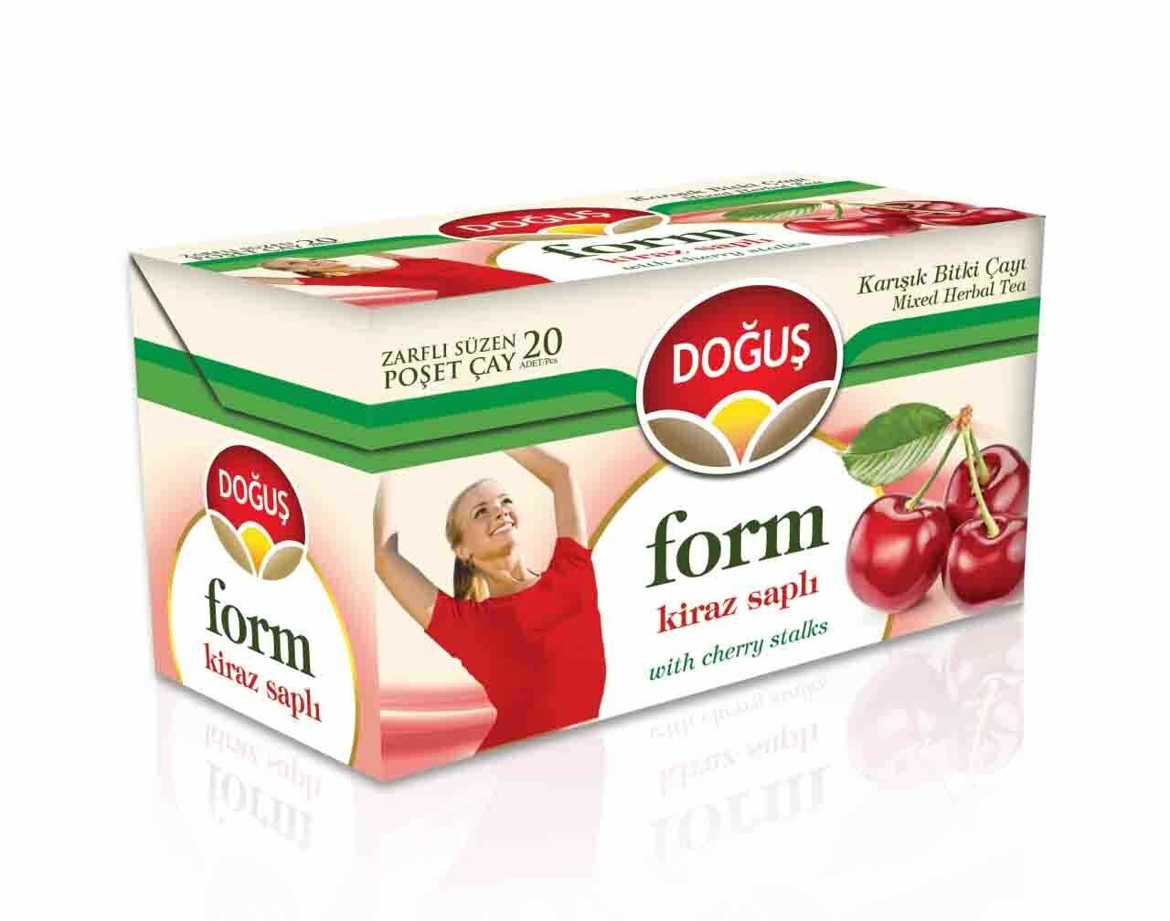 Травяной чай (для похудения) с ароматом вишни, "Dogus Form", Kiraz Sapli, 40гр. (20пак.)