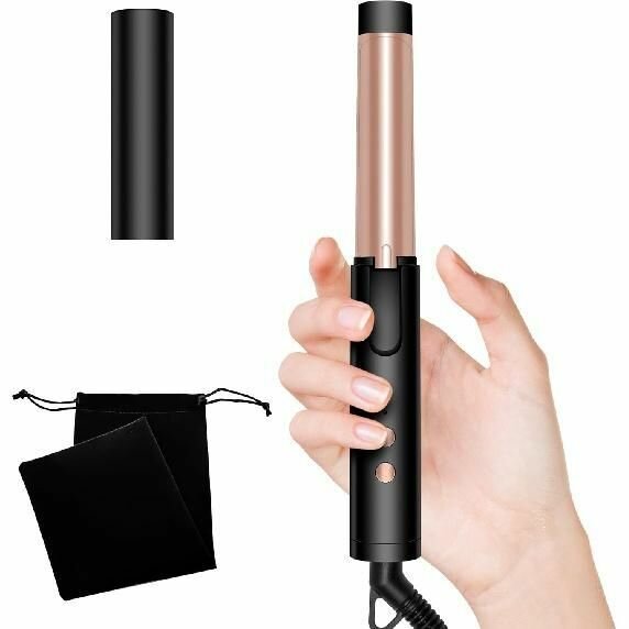 Криволинейная утюг для волосок диаметром 25 мм, создает небольшие кудрики, имеет 3 регулируемых уровня температуры, с светодиодным индикатором температуры 160-200C