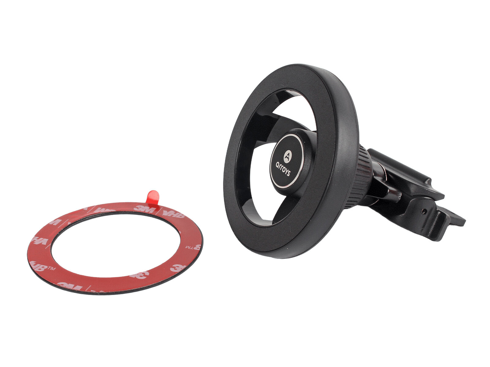Держатель телефона магнитный Arroys CD-MS3 black, Крепление в CD-слот и слот для карт